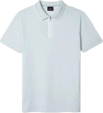 Paul Smith Homme, Tops, Bleu, Taille: M Polo Jacquard &agrave; Col Zipp&eacute;