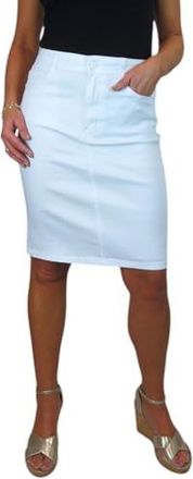 Paulo Due Jupe Crayon Style Jean Stretch en Coton &Eacute;pais pour Femme Blanc 38-48 (38)