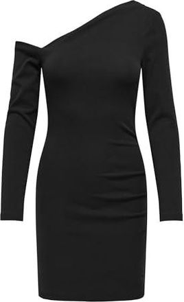 Only Assymetric Dress Onlvilla Robe asym&eacute;trique L/S CS JRS, Noir, XL Femmes