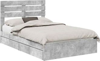 vidaXL Aufbewahrungsbett Beton Grau 135 x 190 cm Holzwerkstoff vidaXL