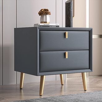 Generic Nachttisch Mit 2 Schubladen - Grauer Nachttisch Aus Mikrofaserleder Mit Massivholzrahmen Und Gedämpften Schubladen, Beistelltisch for Das Wohnzimmer(D