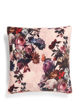 Essenza Dekokissen Karli Darling pink, 50x50 cm - 100% Polyester-Samt (recycelt) - Blumen