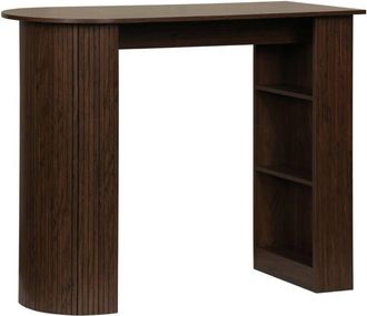 Sweeek Table bar. table haute de cuisine table dappoint d&eacute;cor bois avec rangements. 3 &eacute;tag&egrave;res. 120 x 55 x 100 cm