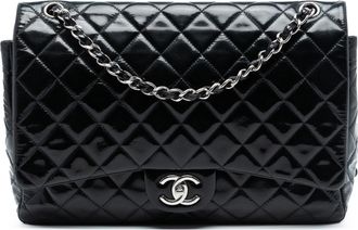 Chanel Black Jumbo Classic Patent Double Flap