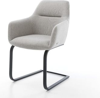 DELIFE Schwingstuhl Pejo-Flex Stripes Hellgrau Freischwinger flach Schwarz, Esszimmerstühle