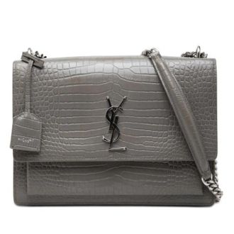 Saint Laurent Pre-owned Leder Schultertasche - - Pre-owned - Damen - Grau - ONE SIZE