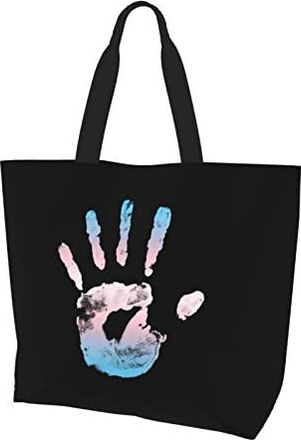 AOOEDM Sac &agrave; provisions r&eacute;utilisable en toile Trans Handprint pour femme