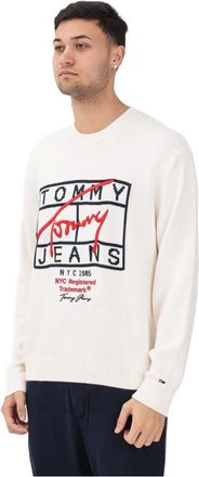 Tommy Jeans Homme, Pulls, Blanc, Taille: S Signature Logo Sweater