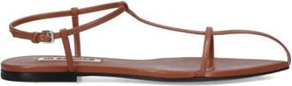 Jil Sander Sandalen - Leather Sandals, Brown, Round Open Toe - Gr. 37,5 (EU) - in Braun - f&uuml;r Damen