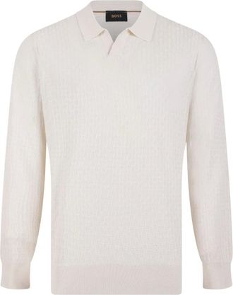 HUGO BOSS Homme, Tops, Blanc, Taille: M Polo en Soie Camel