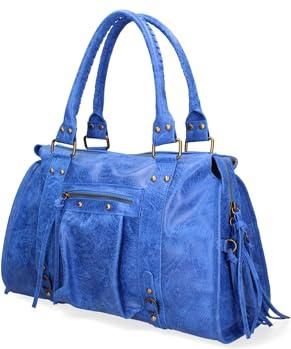 Gave Lux Sac &agrave; bandouli&egrave;re pour femme en daim v&eacute;ritable. Produit artisanal. Fabriqu&eacute; en Italie GLX220609023FBG Cuir Clair 41 x 28 x 13 cm, Bleuet, Taille uniqu
