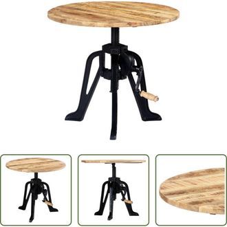 vidaXL Mangoholz Beistelltisch - Beistelltisch 60&times;(46-63) cm Massivholz Mango und Gusseisen