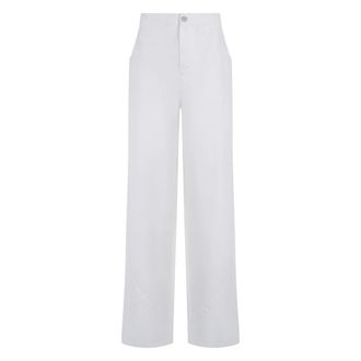Alberta Ferretti Femme, Pantalons, Blanc, Taille: 42 FR Pantalon ample &eacute;l&eacute;gant &agrave; taille haute