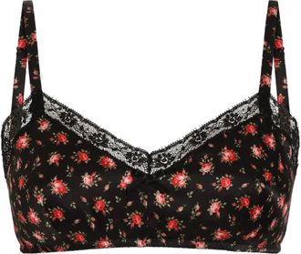 Dolce & Gabbana Spitzen-BH mit Blumen-Print - Schwarz