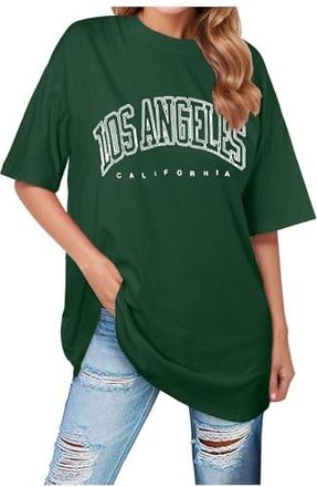 Generic Tunique Los Angeles California 2025 pour femmes, T-shirt long d&eacute;t&eacute; ample pour le sport, l&eacute;t&eacute;, mignon, surdimensionn&eacute;, d&eacute;contract&eacute;, tendance, imprim&eacute; l
