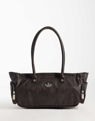 adidas Originals lange Schultertasche in verwaschenem Braun