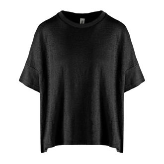 Bomboogie Femme, Tops, Noir, Taille: 38 FR Loose Fit T-Shirt in Slub Linen