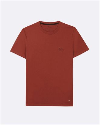 Faguo T-shirt rouge fonc&eacute; broderie v&eacute;lo coton - ARCY