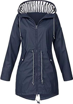 Generic BOTCAM Veste de pluie pour femme doubl&eacute;e et chaude : Parka de pluie avec doublure en polaire, veste longue &agrave; capuche, veste l&eacute;g&egrave;re pour lext&eacute;rieur, im