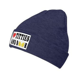 Generic Unisexe Beanie pour Homme, I Love Les Seins et la bi&egrave;re, Respirant Knit Beanie, Tricoter Chapeau pour Ski, Adultes, Sports