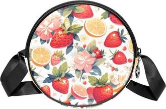 Generic Sac &agrave; bandouli&egrave;re Circle pour femme, petit sac &agrave; bandouli&egrave;re color&eacute; avec fermeture &eacute;clair, bretelles r&eacute;glables, sac &agrave; main rond d&eacute;contract&eacute; pour femme