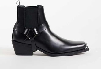Asos bottines Chelsea &agrave; talon cubain et bride amovible en noir