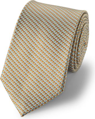 CHARLES TYRWHITT Krawatte aus Seide mit dezentem Muster - Gold & Blau