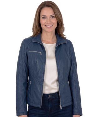 Jilani Lederjacke Maura Jilani - Damen Lederjacke Lammnappa navy