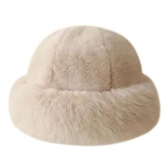 Generic Chapeau bob moelleux en cuir v&eacute;ritable pour femme - Chapeau de p&ecirc;cheur dhiver chaud et &eacute;pais pour les jours de neige, beige, Taille unique