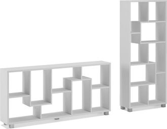 Skraut Home Wandbibliothek, Bücherregal, Bibliothek, 8 Regal Design Wohn, Esszimmer und Wohnzimmer, vertikale und horizontale Montage, Schwarz Mate, Maße: 68,5 x