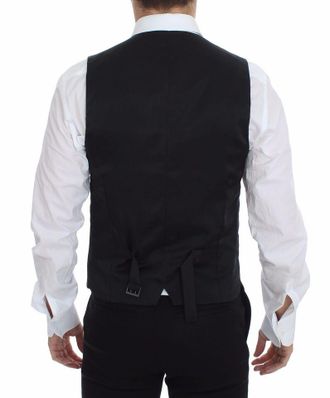 Dolce & Gabbana Mens Gray Wool Stretch Dress Vest Blazer Polyester