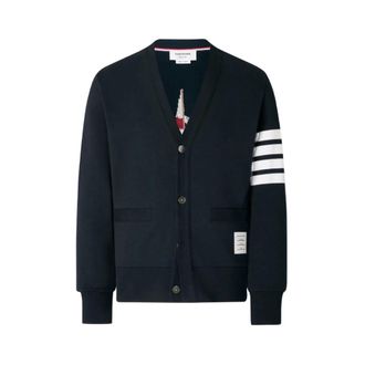 Thom Browne V-Ausschnitt-Strickjacke mit Schiffsstickerei - - Knitwear - Herren - Blau - XL
