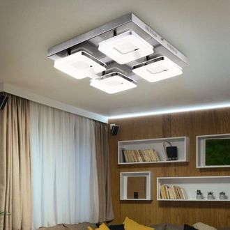 Globo Lighting Globo Lighting - Plafonnier, lampe de salon, lampe de salle &agrave; manger, lampe de couloir, 4 flammes, acier, anneau chrom&eacute;, nickel mat, 4x led 18W 540Lm