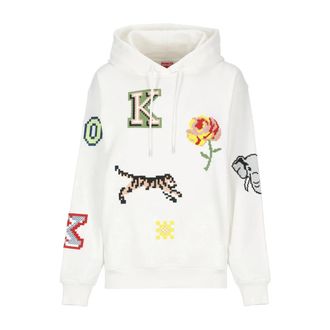 Kenzo Baumwoll-Hoodie mit Pixel-Stickereien - - Sweatshirts & Hoodies - Damen - Beige - S
