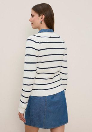 Tamaris Strickjacke mit Streifen und l&auml;ssig geschnittener Passform aus weicher Viskosemischung