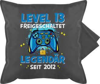 Shirtracer Kissenbezug - 13. Geburtstag Kissen - Level 13 freigeschaltet Legendär seit 2012-50 x 50 cm - Grau - Unlocked Geschenke zum Geburtstags für jährige Ge