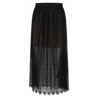 Self Portrait Femme, Jupes, Noir, Taille: 36 FR Jupe Midi en Dentelle Organza