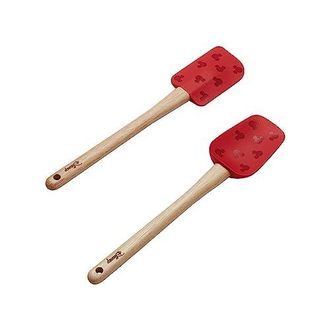 Prestige New Disney Bake with Mickey Mouse Set aus 2 Silikonspateln mit Holzgriffen, L&ouml;ffelspatel und Spatel f&uuml;r Antihaft-Pfannen, 29 cm, Rot