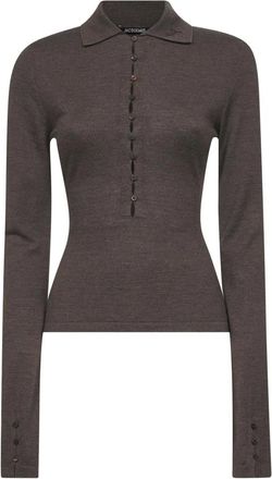 Jacquemus Femme, Pulls, Brun, Taille: 38 FR Pull marron en laine mérinos avec boutons