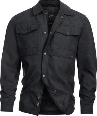 Indicode Herren INFinny Langarmhemd Übergangsjacke gefüttert | Herrenhemd Freizeithemd Black, XXL