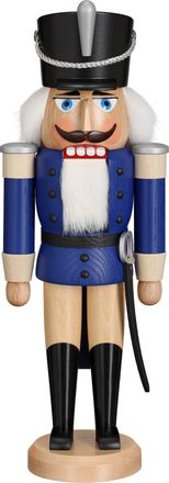 Seiffener Volkskunst | Nussknacker aus dem Erzgebirge | Husar mit Säbel 37 cm | Nussknacker Deko Figur | Original Erzgebirgische Volkskunst | 11212/2 | blau lasiert