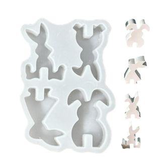 Generico Silikonform f&uuml;r Osterhasen | Wiederverwendbare Form | Osterhase f&uuml;r S&uuml;&szlig;igkeiten mit 4 Mulden und einfaches Herausl&ouml;sen | f&uuml;r Geb&auml;ck, Fondant, Seife, G