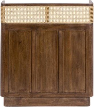 Made In Meubles Bar en bois de manguier et cannage Remick