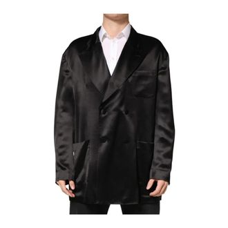 Dolce & Gabbana Homme, Costumes, Noir, Taille: L Silk Double Breasted 2 Button Blazer