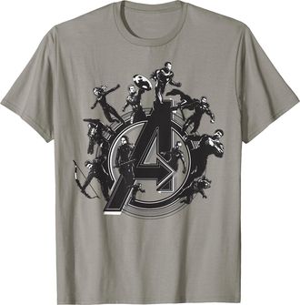 MARVEL Avengers Endgame Flying Heroes Logo Graphic T-Shirt T-Shirt