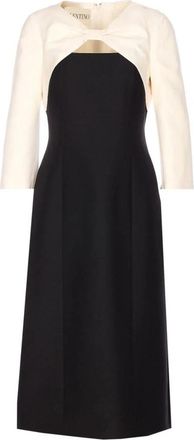Valentino Garavani Midi-Kleid mit Schleifen-Cut-Out in Kontrastfarben - - Dresses - Damen - Schwarzk - M