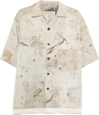 Ziggy Chen Homme, Chemises, Beige, Taille: M Chemise Imprim&eacute;e &agrave; Manches Courtes