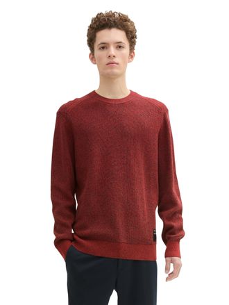 Tom Tailor Herren 1043032 Mouline Multicolor Pullover mit Rundhalsausschnitt, 36244-Velvet Red, M