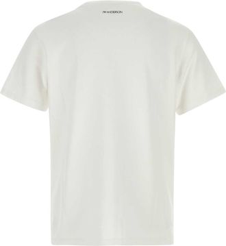 J.W.Anderson Mens White Cotton T-Shirt Whitegreen Exterior Exterior: T-shirts And Polos