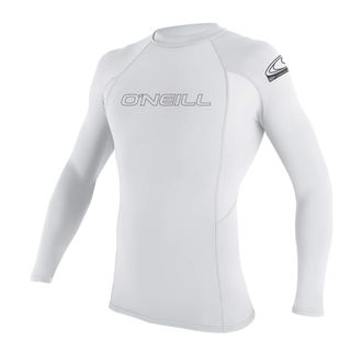O'Neill Youth Basic Skins UPF 50+ Long Sleeve Rash Guard, White, 14